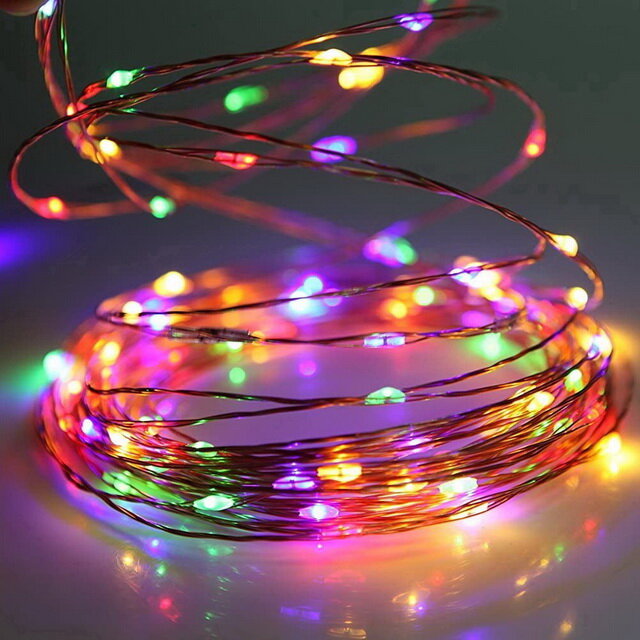 Светодиодная гирлянда Капельки 80 разноцветных мини LED ламп 8 м, серебряная проволока, IP44, Koopman, ax8716200