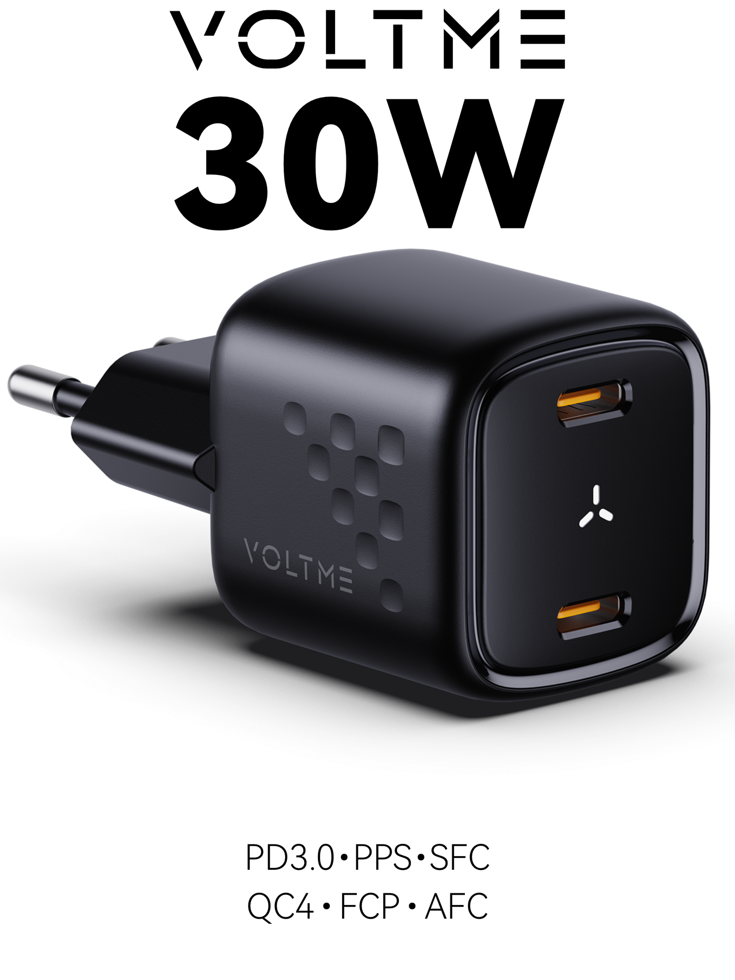 Зарядное устройство VOLTME Revo 30CC GaN, 30 Вт W, блок питания USB Type C, быстрая зарядка для телефона iPhone Samsung, адаптер черный Online Box