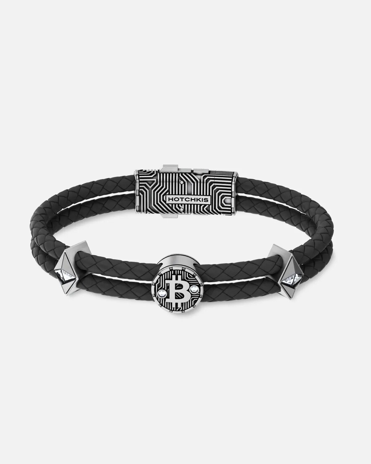 Жесткий браслет, серебро, 925 проба, чернение, фианит