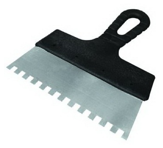 Шпатель строительный Hobbi / Хобби Мастер фасадный зубчатый, из нержавеющей стали, 200мм / малярные и отделочные инструменты