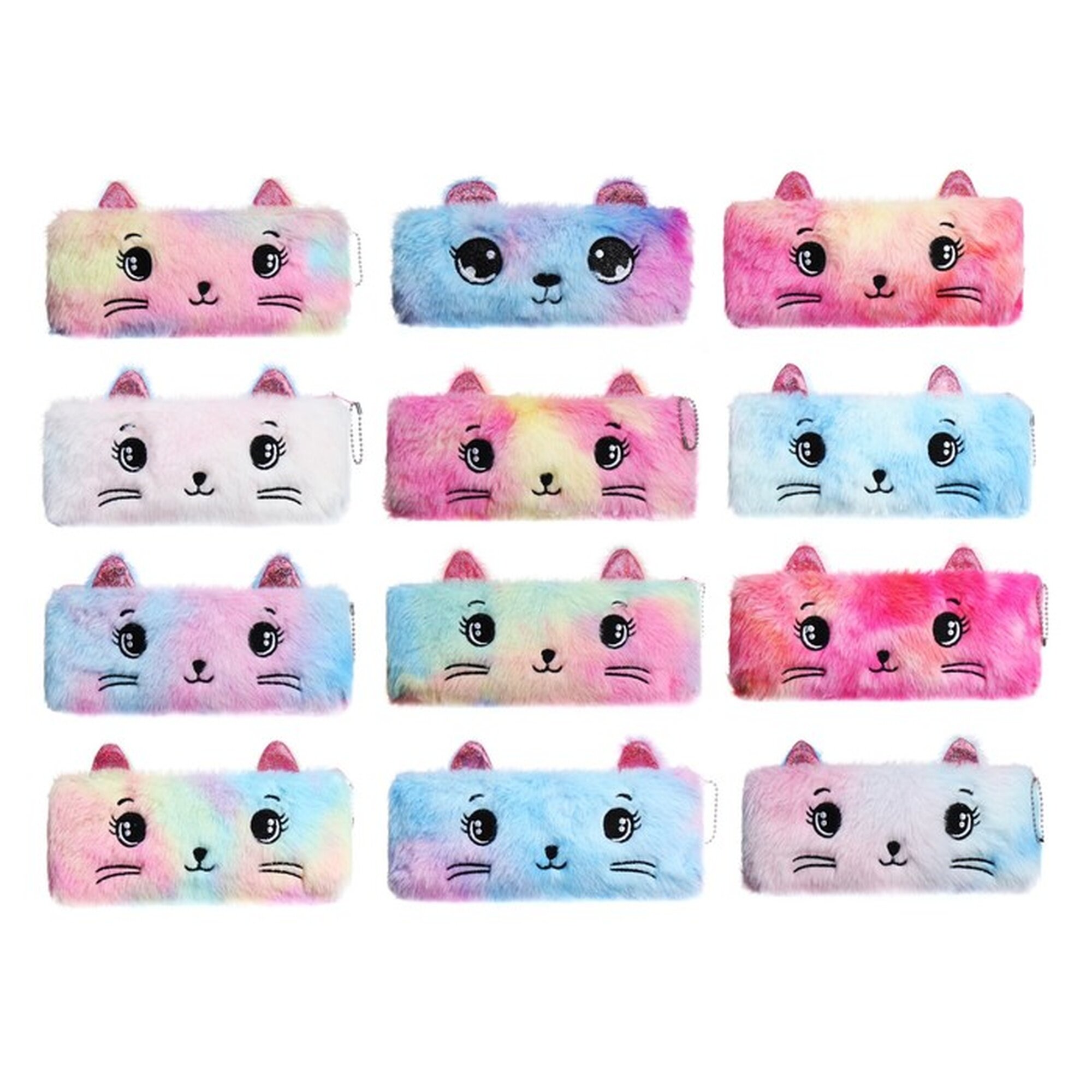 Пенал Calligrata "Кошечка", на молнии, меховой, для девочек, 7-14 лет