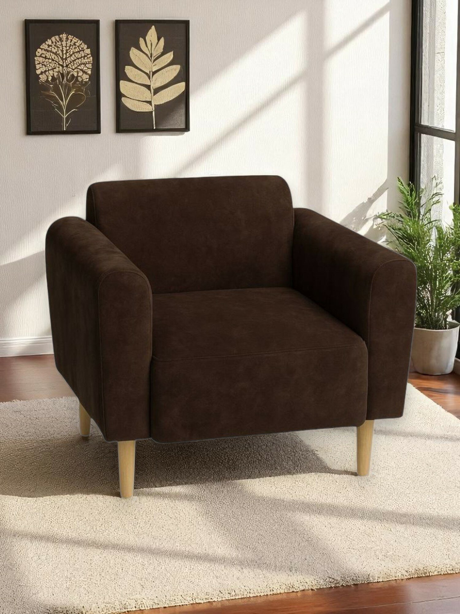 Кресло Рондо в гостиную, мягкое для дома и отдыха, велюр Jawa Choco 06