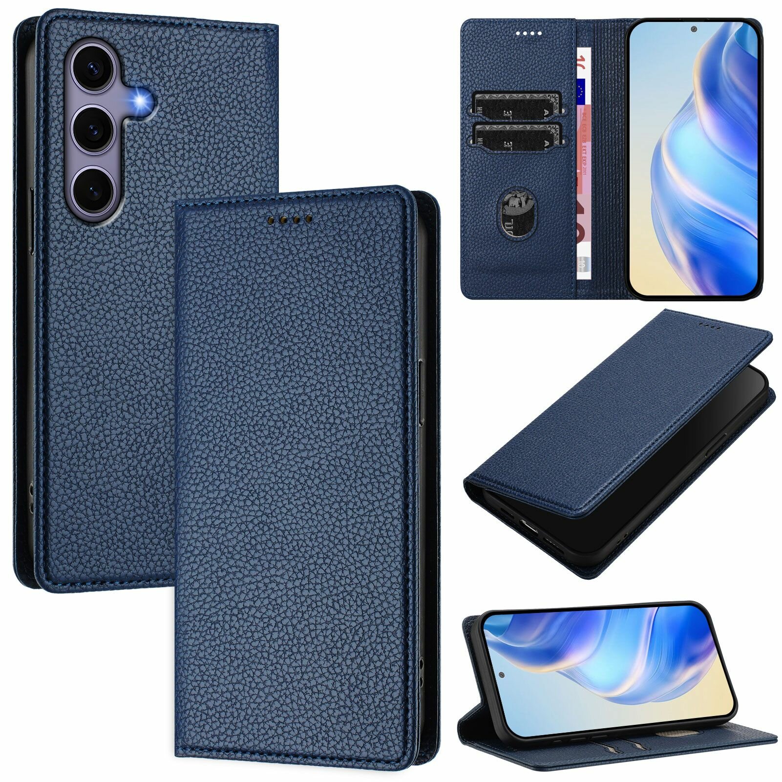 Кожаный книжка чехол для Samsung Galaxy S25 Plus / S25+ (Самсунг s25 plus, Самсунг галакси с25 плюс, с25+) с визитницей и RFID-блокировкой