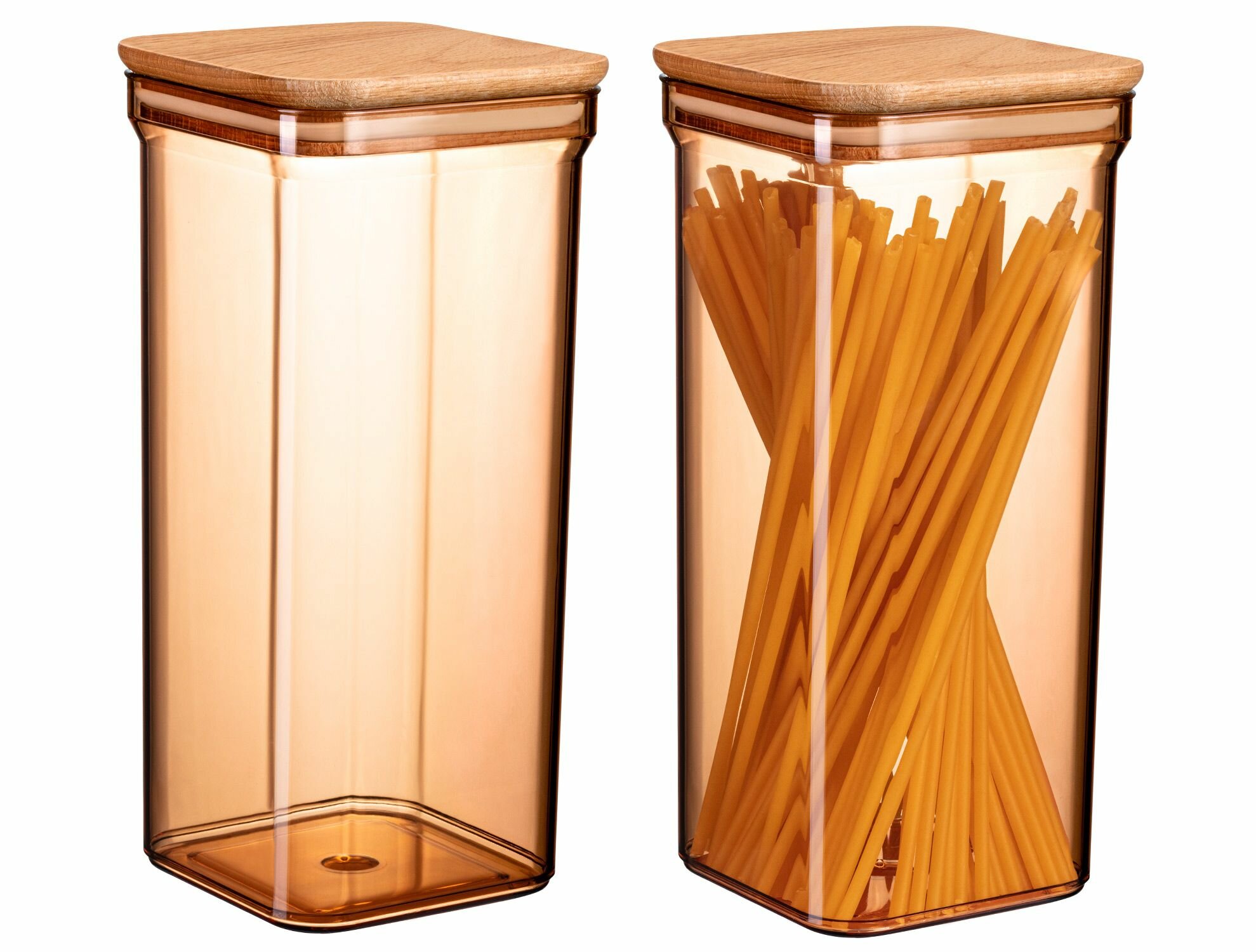Набор контейнеров для еды с крышкой, банка для сыпучих продуктов 1500 мл, 2 шт, пластик, янтарный