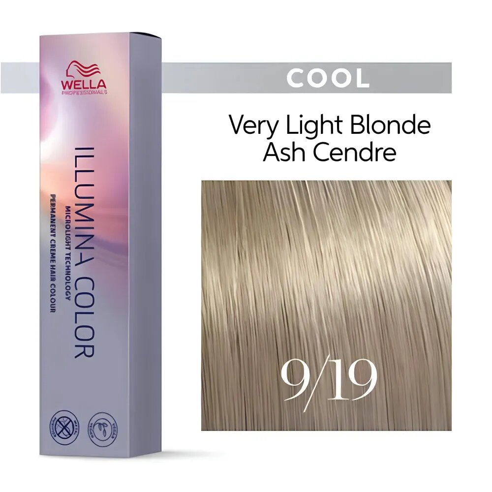 Крем-краска Wella Illumina Color, 9/19, Имбирное Печенье, Очень Светлый Блонд, Пепельный Сандрэ