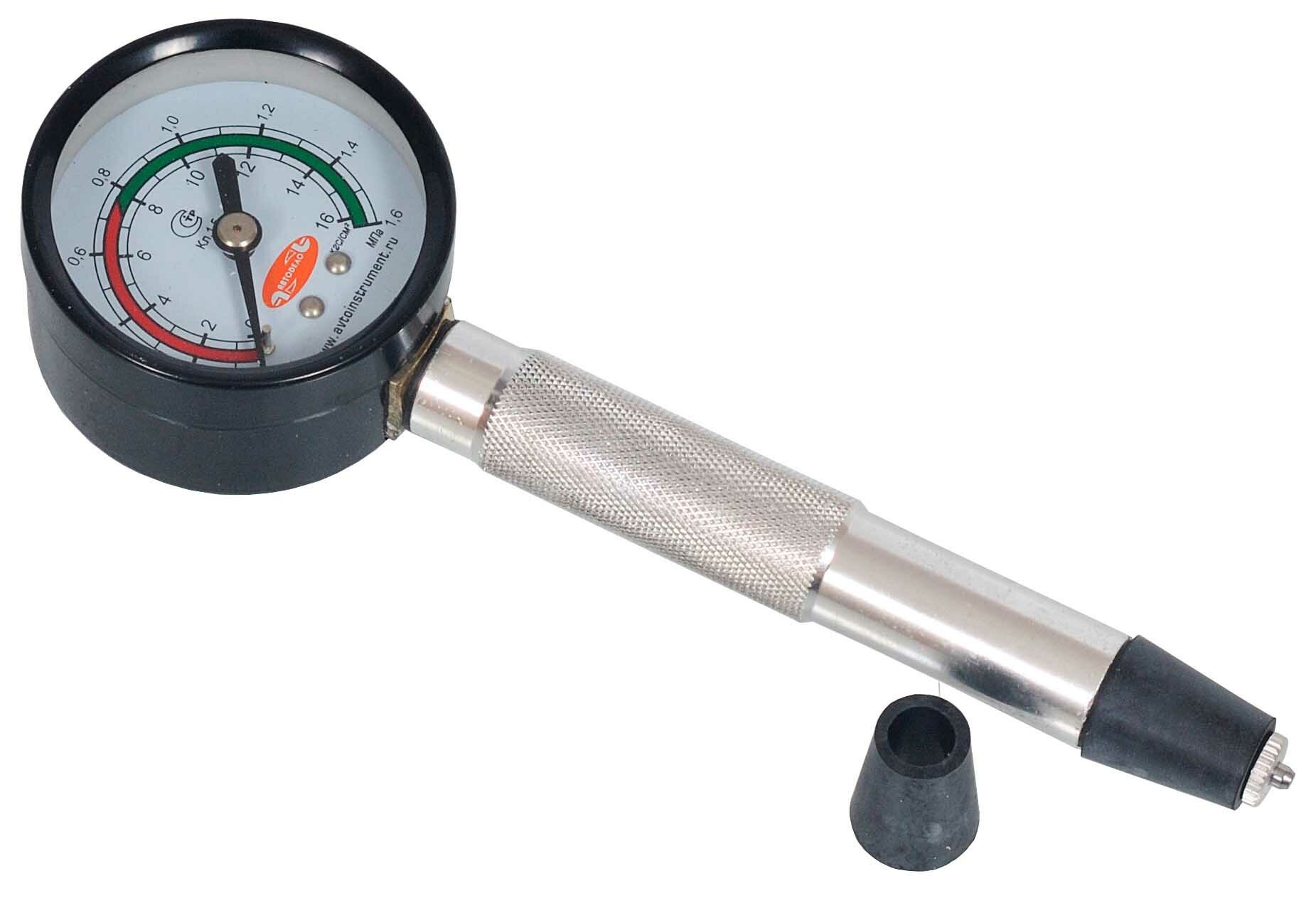 Компрессометр бензиновый 16кгс/см2-16 бар Адаптер L110мм Прижимной конусный/2предмета