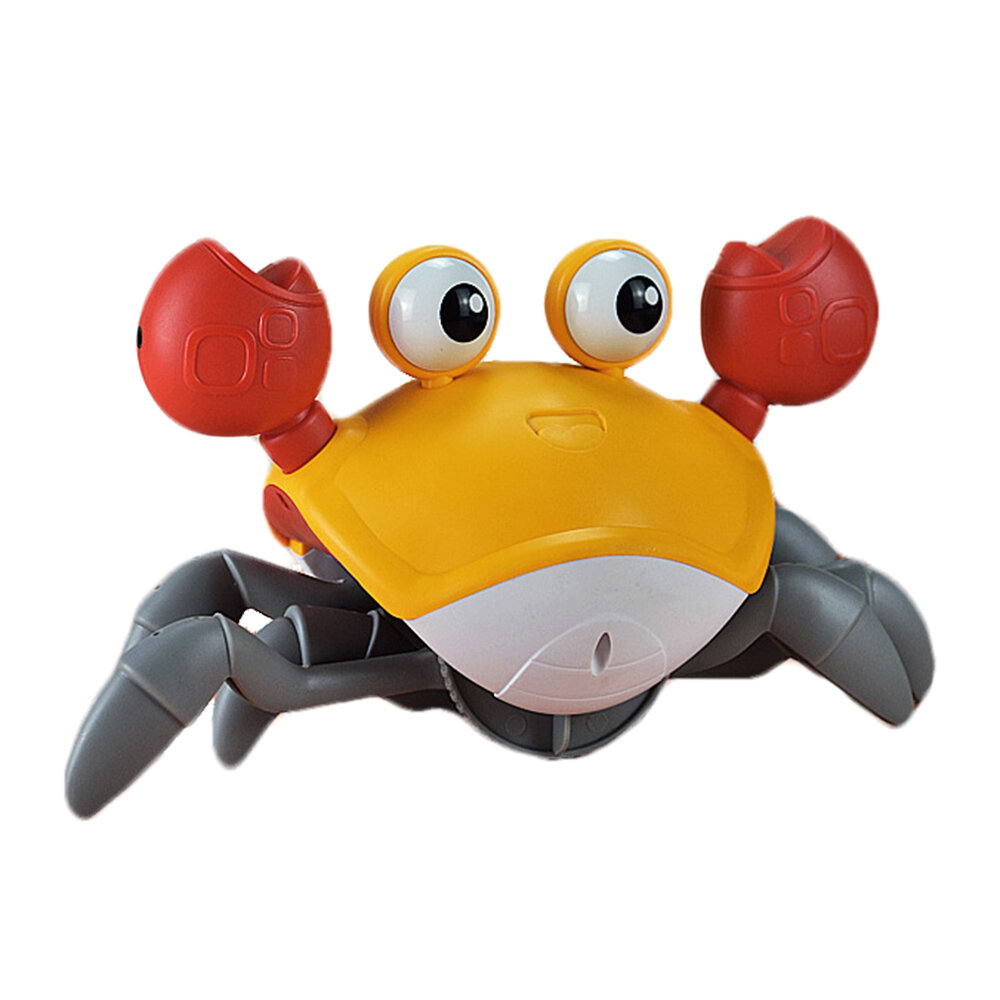Игрушка-краб для ползания, игрушки для малышей с музыкой и светом, интерактивная музыкальная игрушка для игр на животике, для мальчиков и девочек, автоматически избегает препятствий, заряжается через USB.