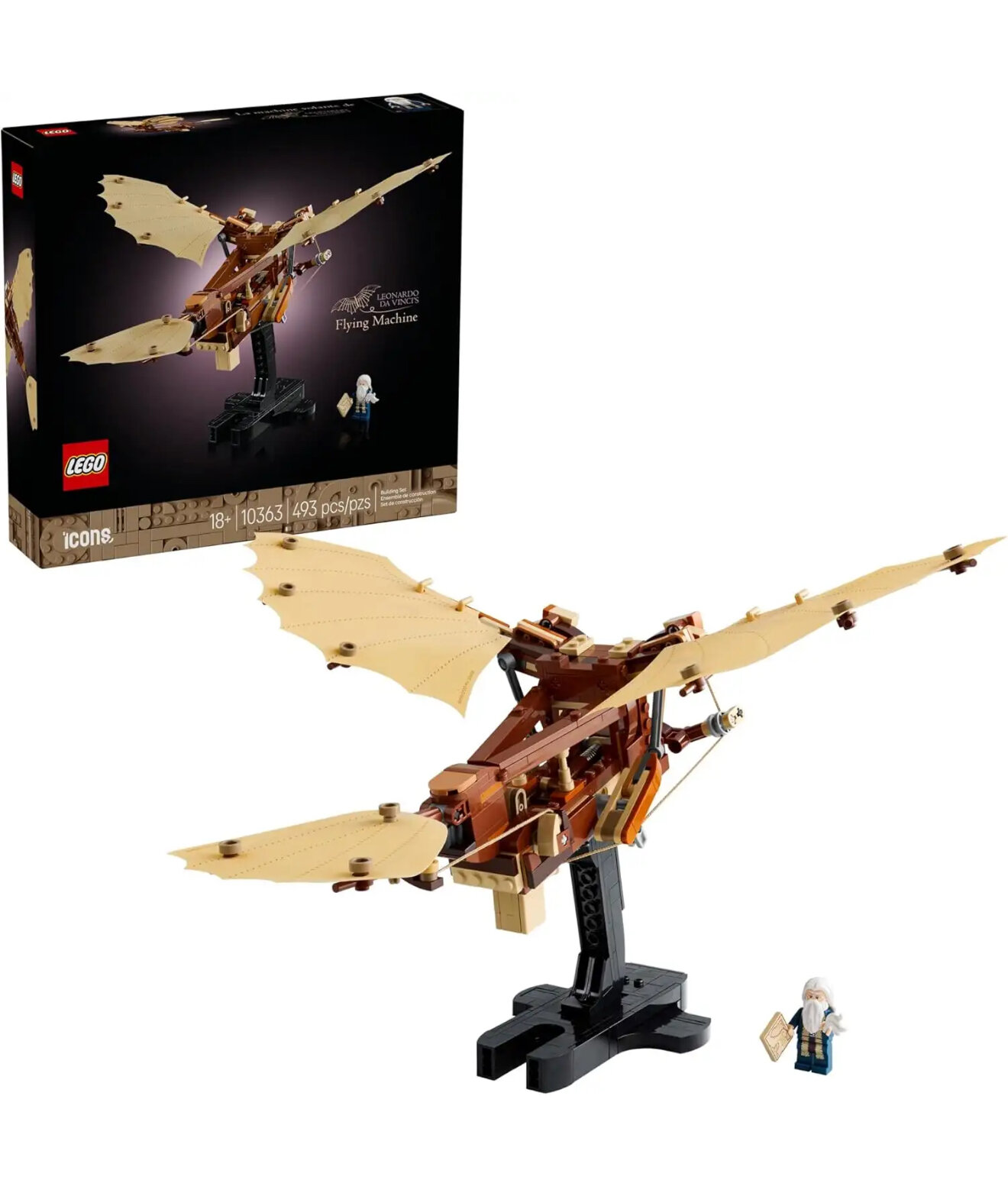 Конструктор LEGO Icons летательный аппарат Леонардо да Винчи 10363, 493 детали, от 18 лет