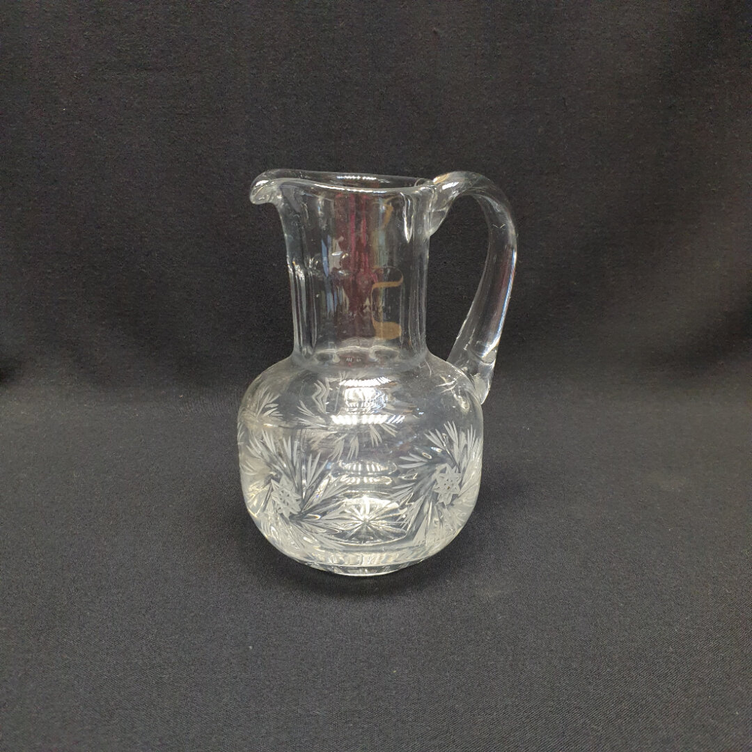 Кувшин 18 см, хрусталь, ручная резка, 75о мл. Винтаж, СССР.