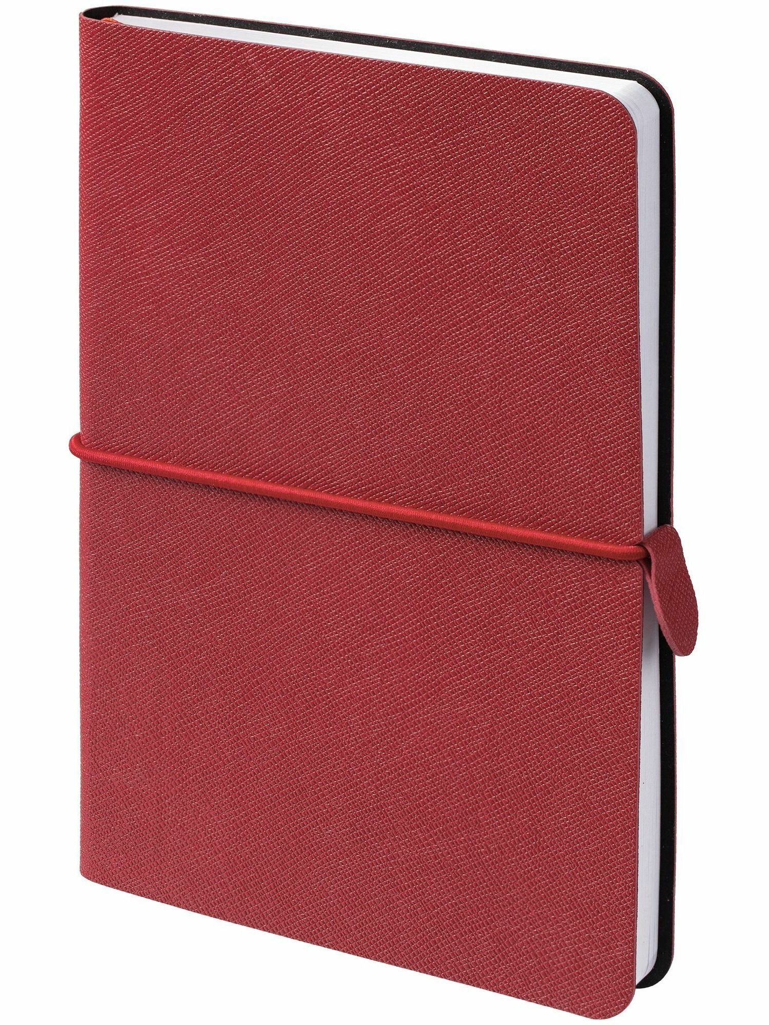 Блокнот для записей скетчбук на резинке, гибкая обложка, Контекст, Saffian Mini, красный А6, подарок