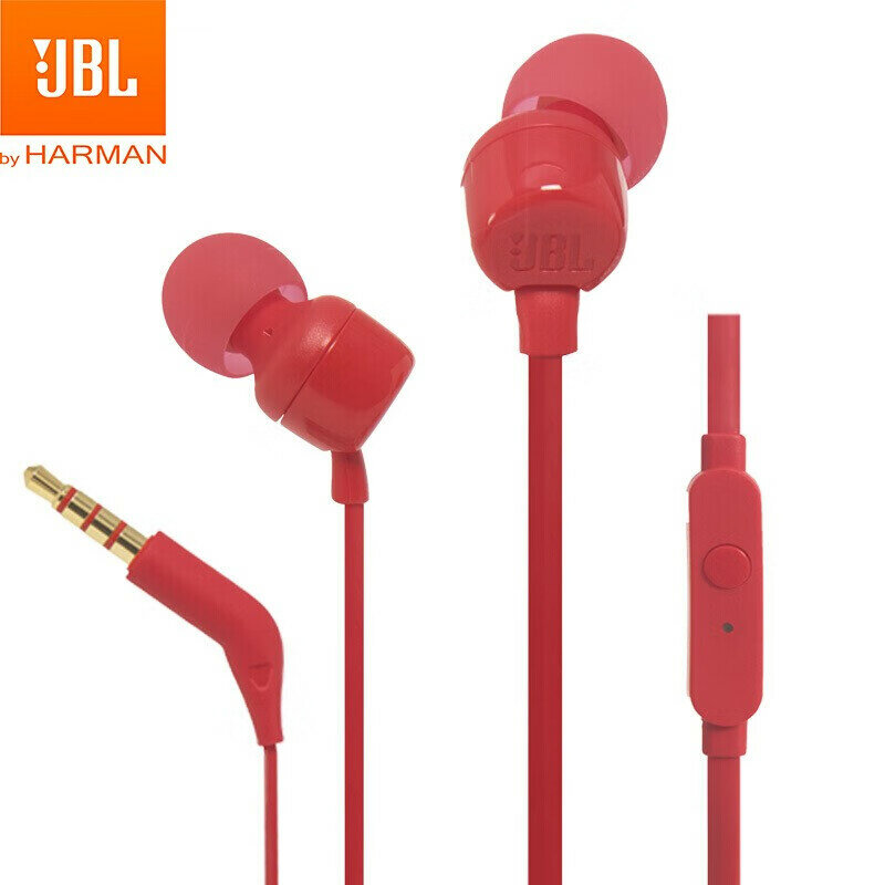 Проводные наушники JBL T110 Stereo In-Ear Headphones с микрофоном, цвет Red