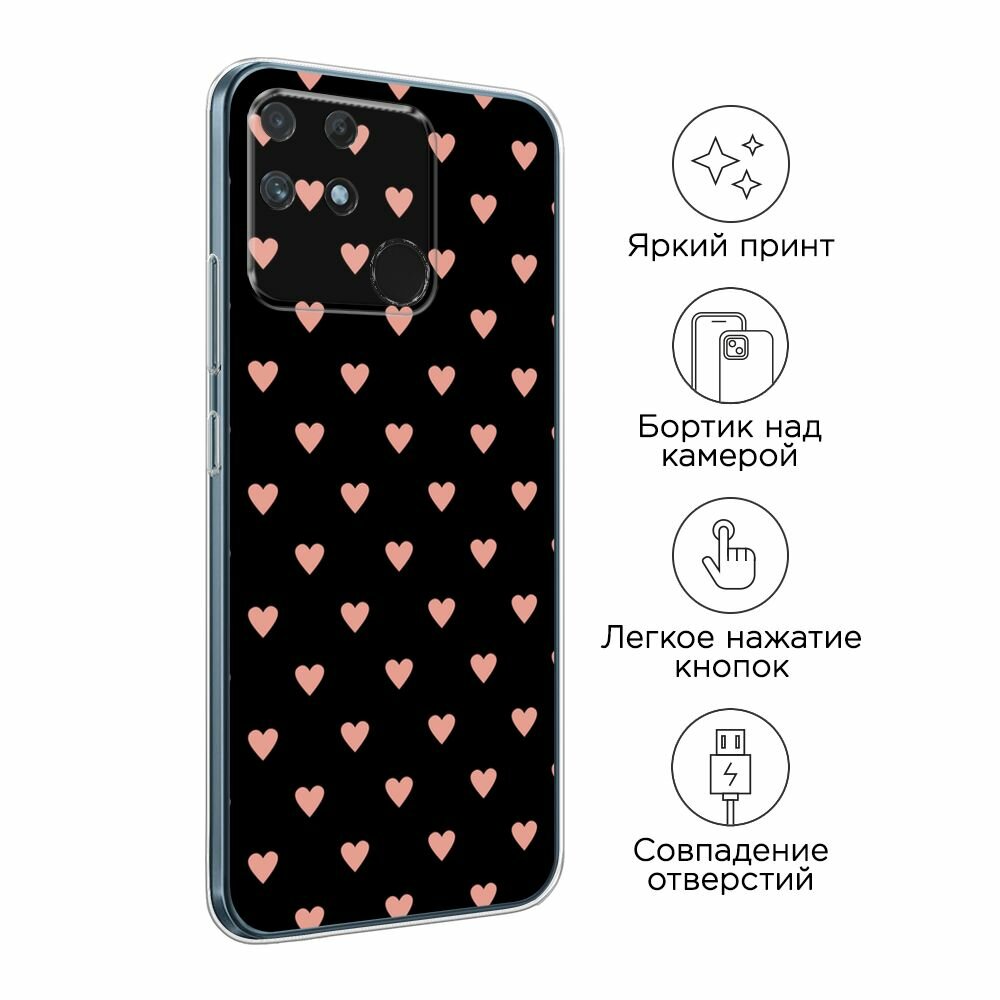 Чехол на Realme Narzo 50A / Реалми Нарзо 50A с принтом "Розовые сердечки" — фото 1