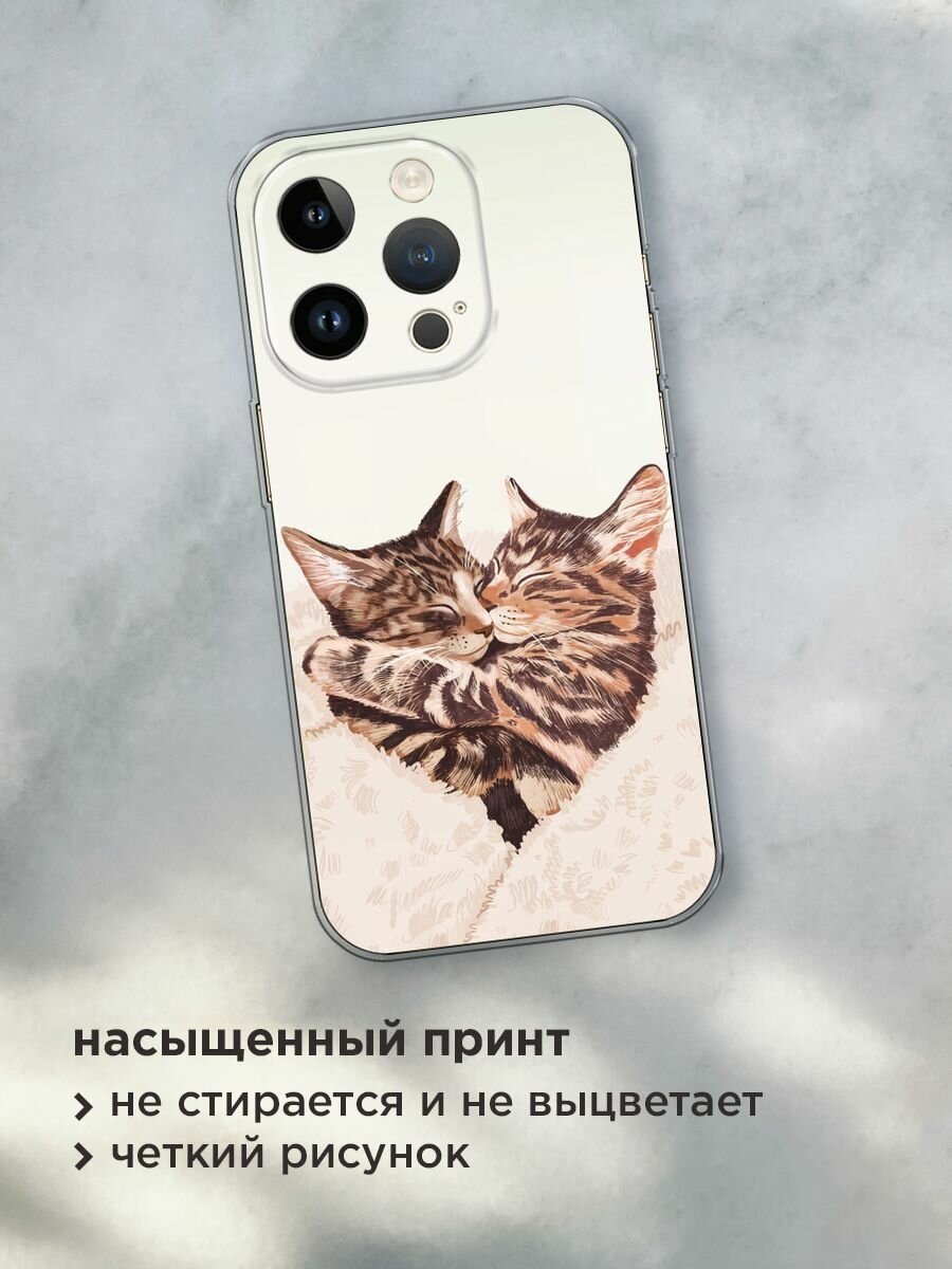 Чехол на Apple iPhone 14 Pro / Айфон 14 Про с принтом "Влюбленные котейки - 14 февраля" — фото 1