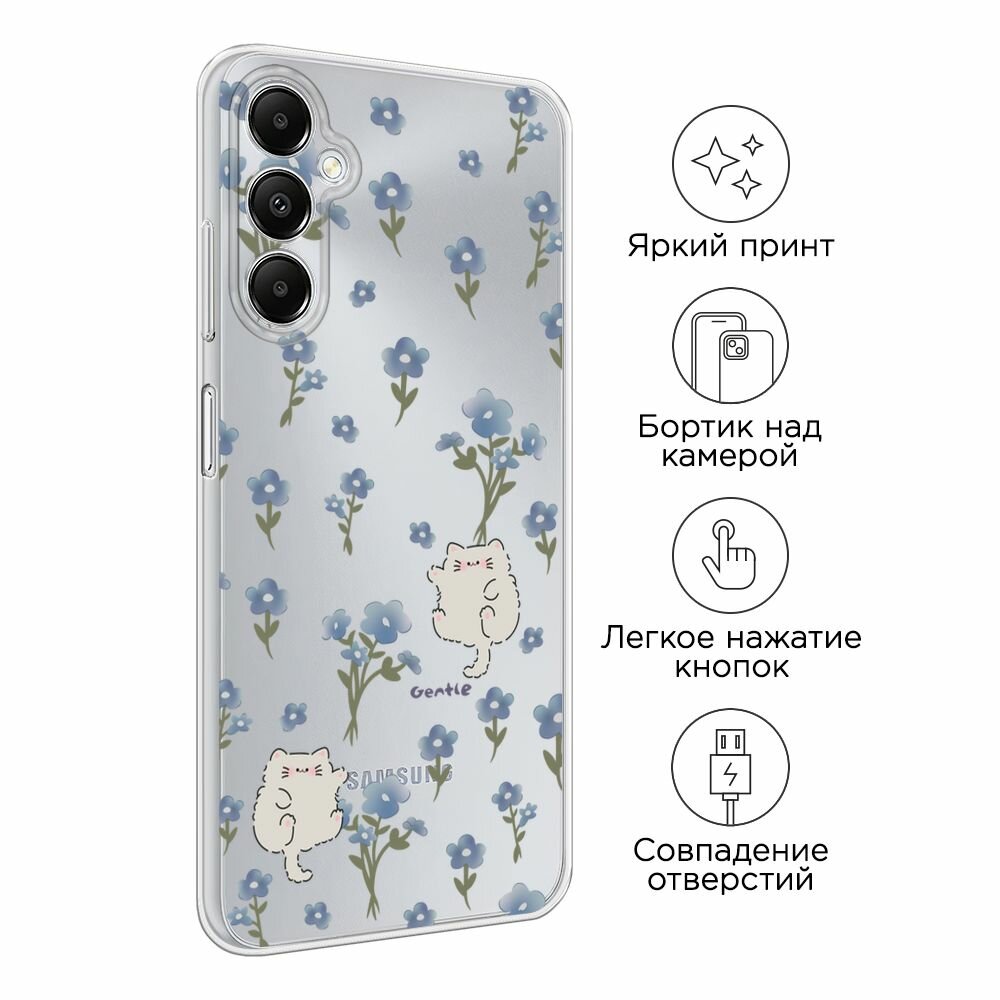 Чехол на Samsung Galaxy A05s / Самсунг Галакси A05s с принтом "Gentle cats", прозрачный — фото 1