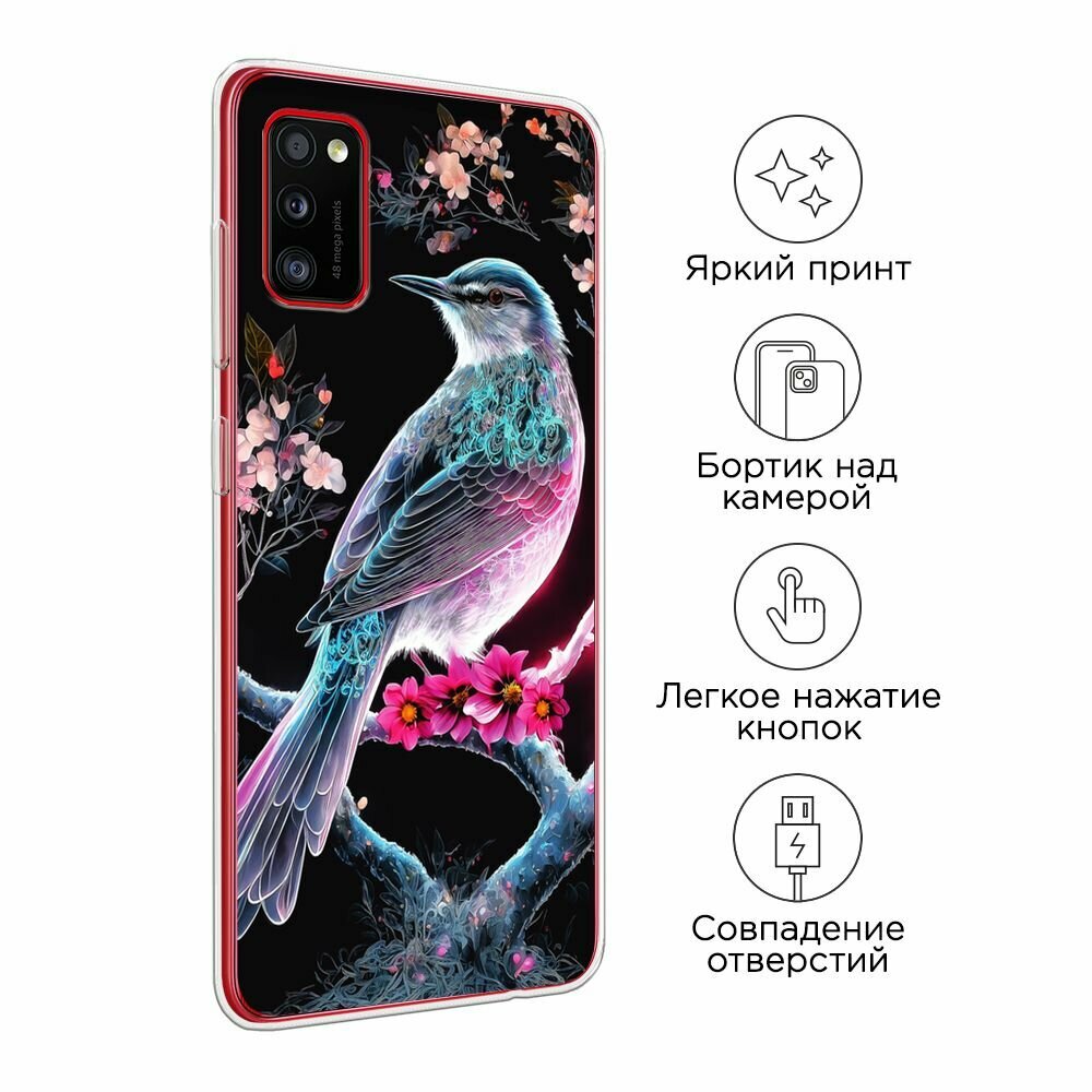 Чехол на Samsung Galaxy A41 / Самсунг Галакси А41 с принтом "Птица на цветущем дереве" — фото 1