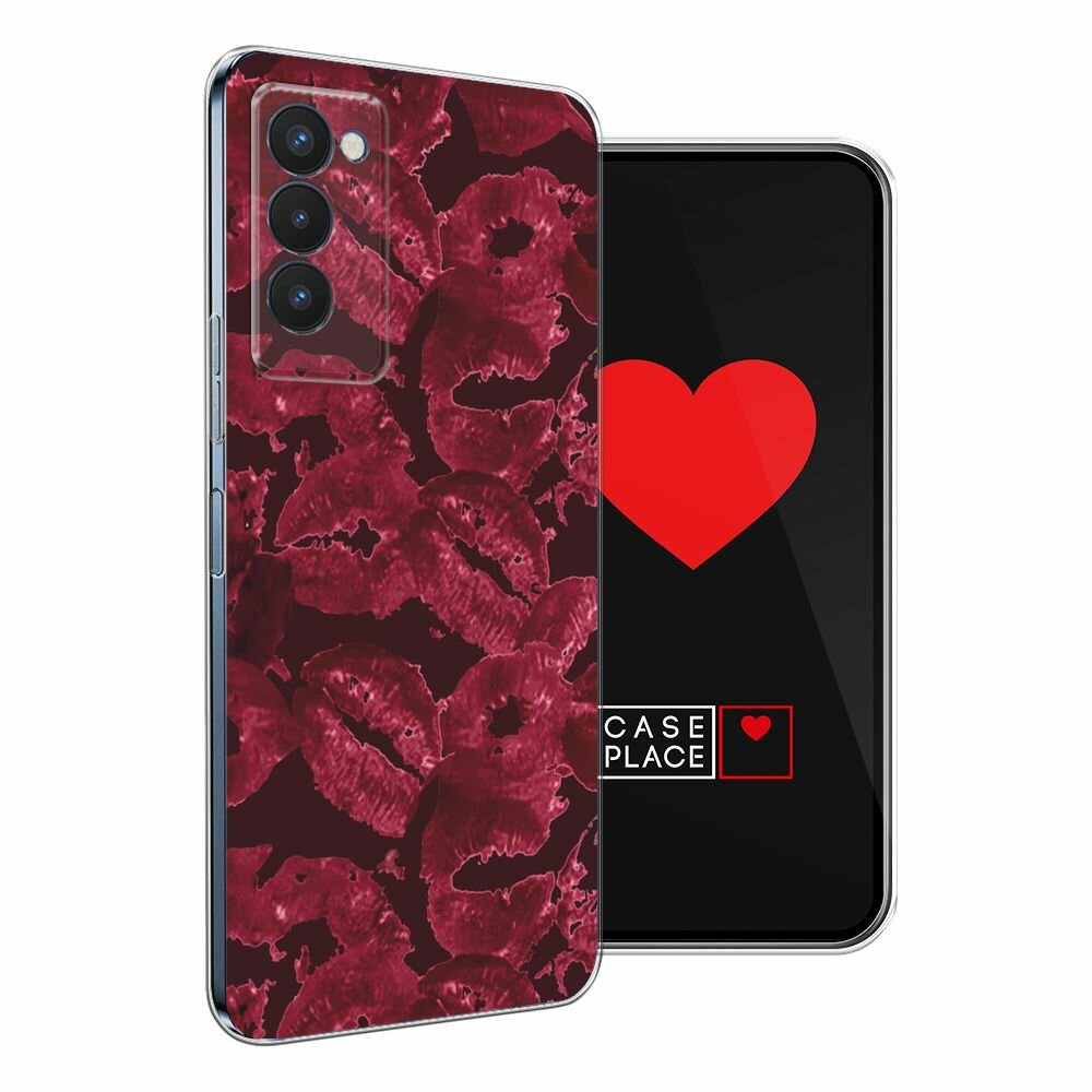 Чехол на Tecno Camon 18P / Техно Камон 18Р с принтом Помада паттерн 1 — фото 1