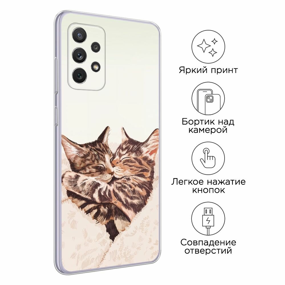 Чехол на Samsung Galaxy A73 / Самсунг Галакси А73 с принтом "Влюбленные котейки - 14 февраля" — фото 1
