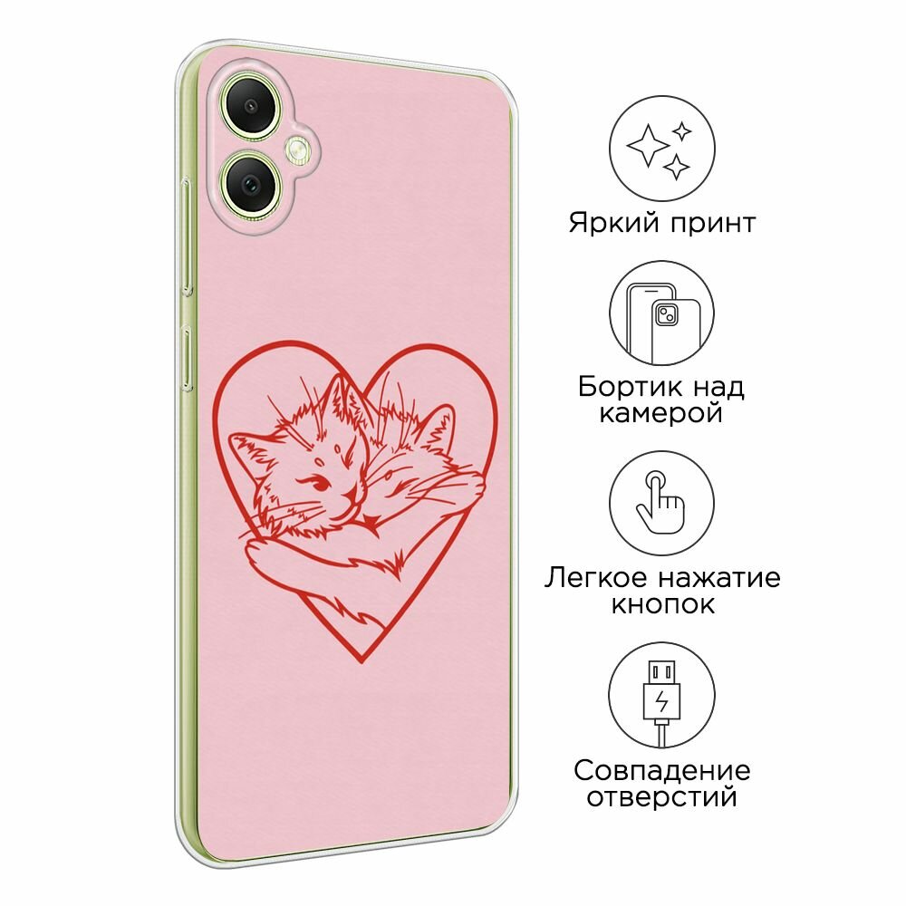 Чехол на Samsung Galaxy A05 / Самсунг Галакси A05 с принтом "Влюблённые котики рисунок 1 - 14 февраля" — фото 1