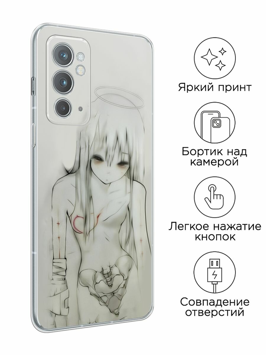 Чехол на OnePlus 9RT / ВанПлас 9RT с принтом "Аниме рисунок чёрно-белый" — фото 1
