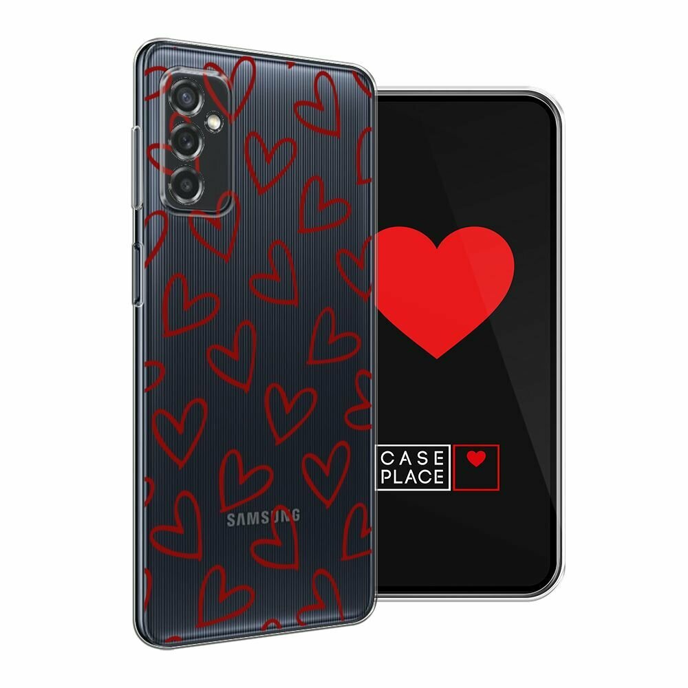 Чехол на Samsung Galaxy M52 / Самсунг Галакси M52 с принтом "Little hearts doodles 2 - 14 февраля", прозрачный — фото 1