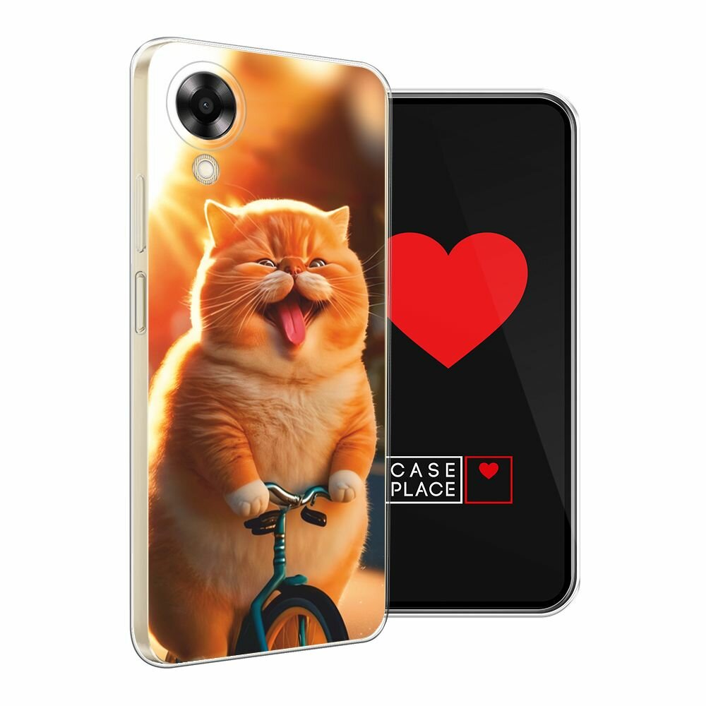 Силиконовый чехол на Oppo A17K / Оппо A17K с принтом "Кот на велике" — фото 1