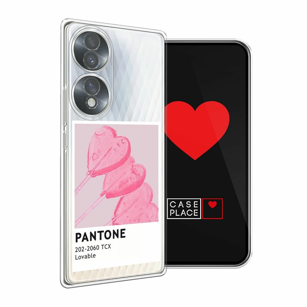 Чехол на Honor 70 / Хонор 70 с принтом "Pantone Lovable 2 - 14 февраля", прозрачный — фото 1