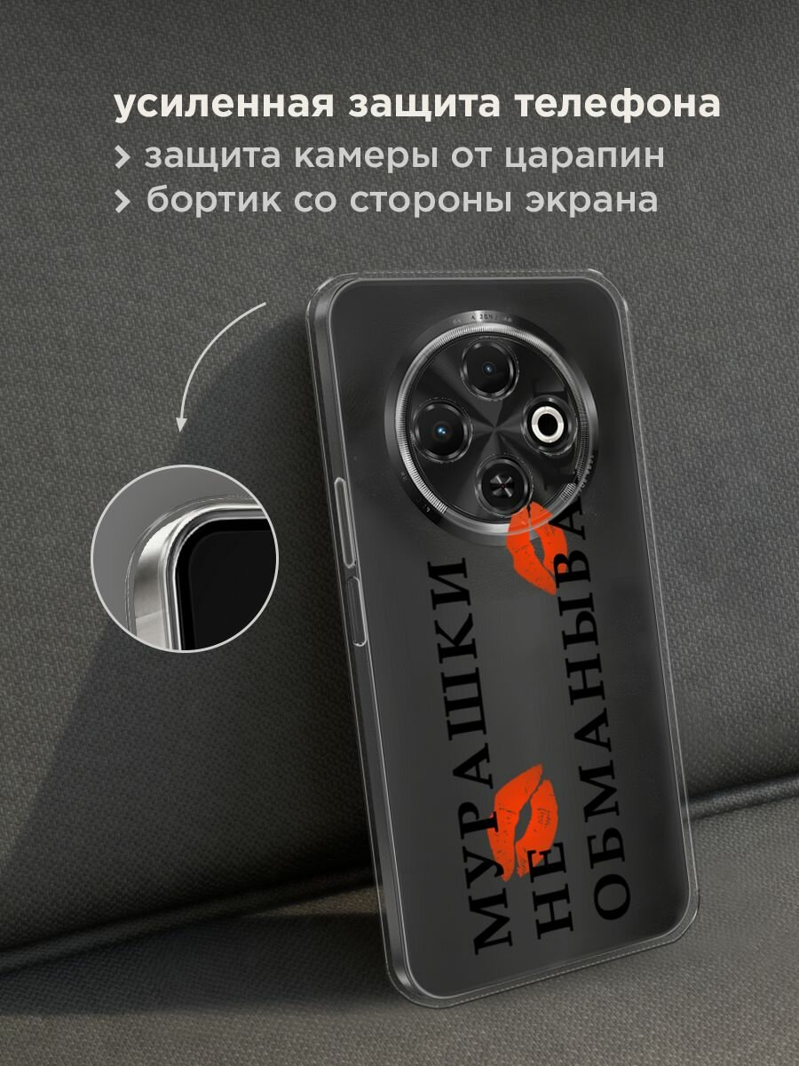 Чехол на Tecno Spark 30C / Текно Спарк 30C с принтом "Мурашки не обманывают 1 - 14 февраля", прозрачный — фото 1