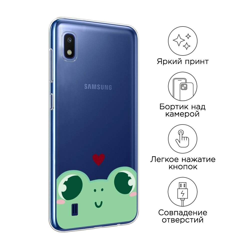 Чехол на Samsung Galaxy A10 / Самсунг Галакси А10 с принтом "Влюблённая лягушка - 14 февраля", прозрачный — фото 1