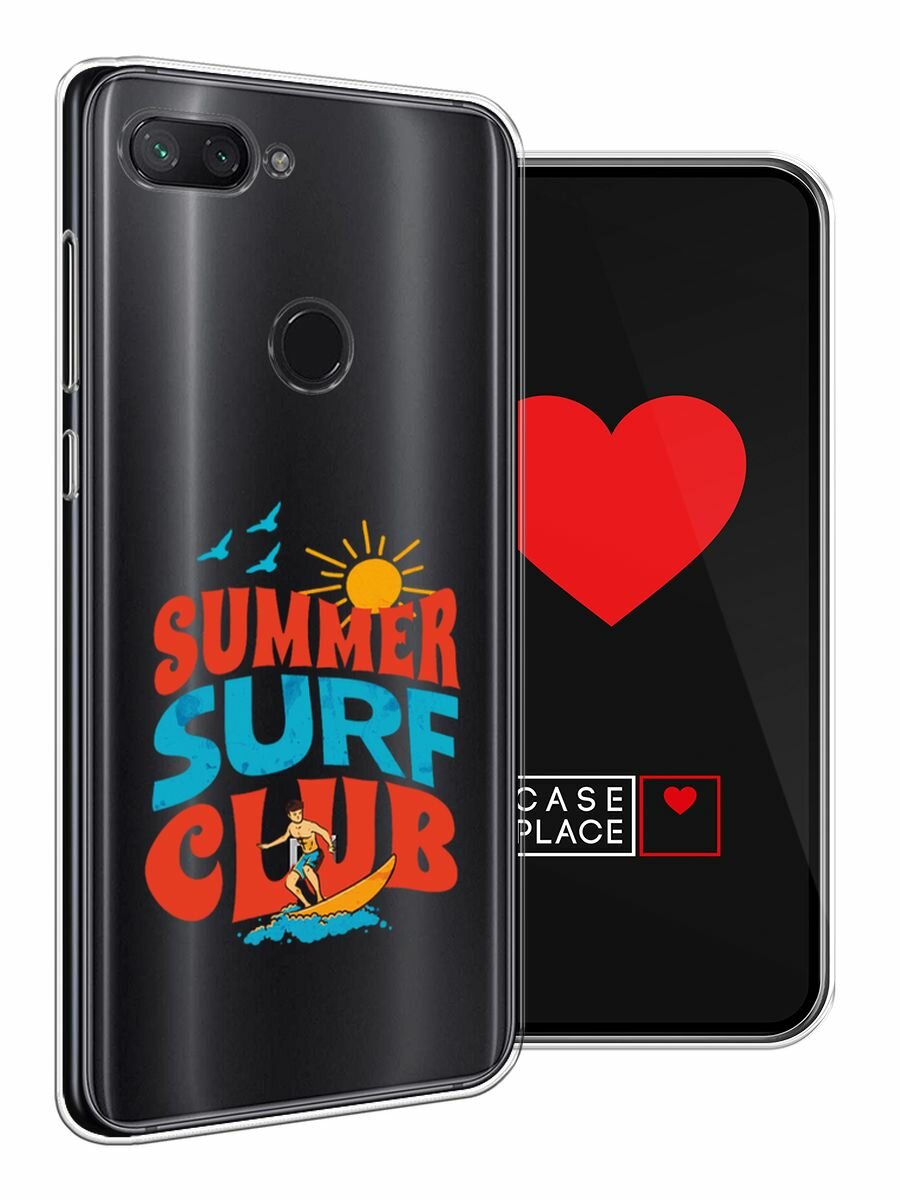 Чехол на Xiaomi Mi 8 Lite (Youth Edition) / Сяоми Ми 8 Лайт (Юс Эдишн) с принтом "Summer surf club", прозрачный — фото 1