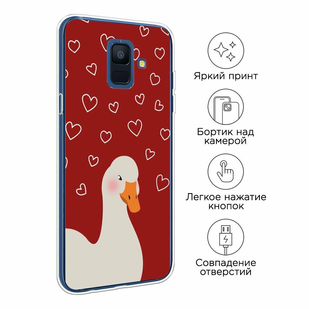 Чехол на Samsung Galaxy A6 / Самсунг Галакси А6 с принтом "Влюблённый гусь 1 - 14 февраля" — фото 1