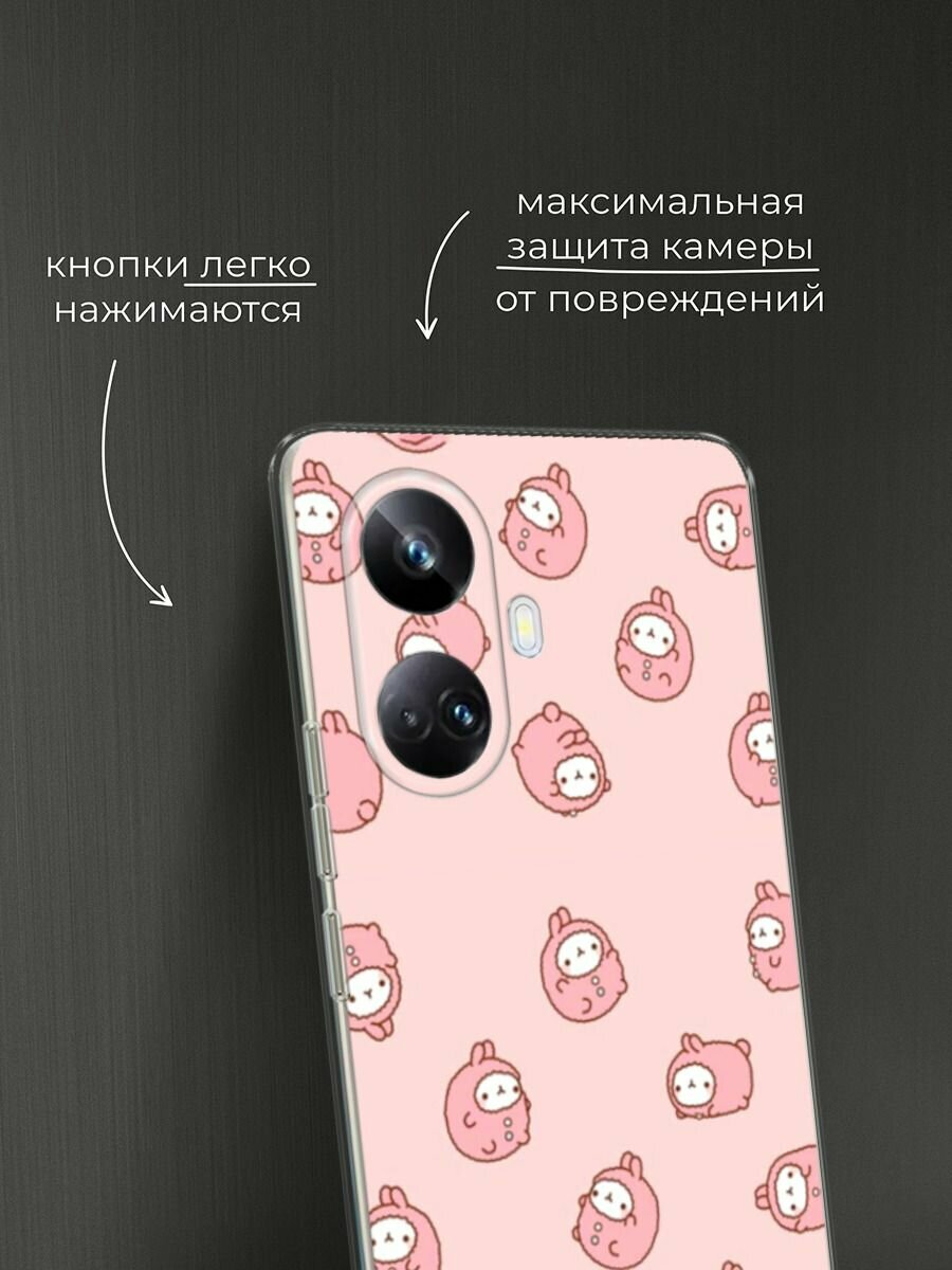 Чехол на Realme 10 Pro+ / Реалми 10 Про+ с принтом "Зайчики в капюшонах" — фото 1