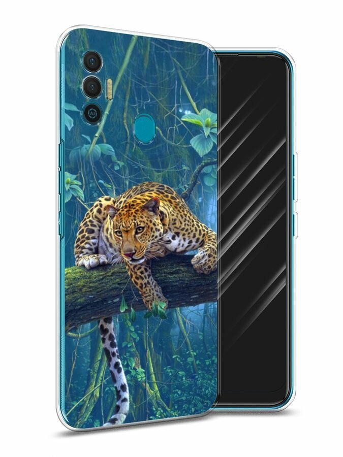 Чехол на Tecno Spark 7 / Техно Спарк 7 с принтом "Леопард охотник"