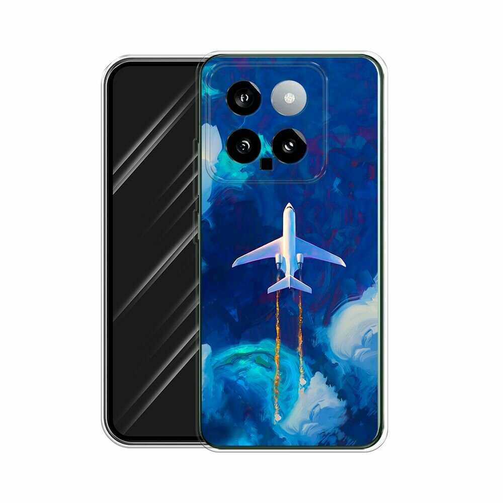 Силиконовый чехол на Xiaomi 14 / Сяоми 14 с принтом "Самолет картина" — фото 1