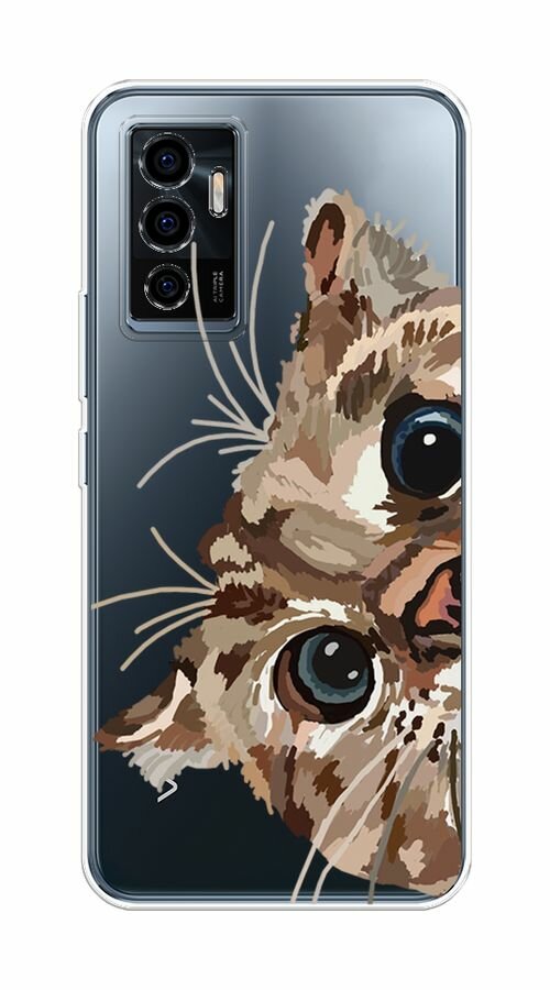 Чехол на Vivo V23e/Y75 4G / Виво V23e/Y75 4G с принтом "Любопытный кот", прозрачный
