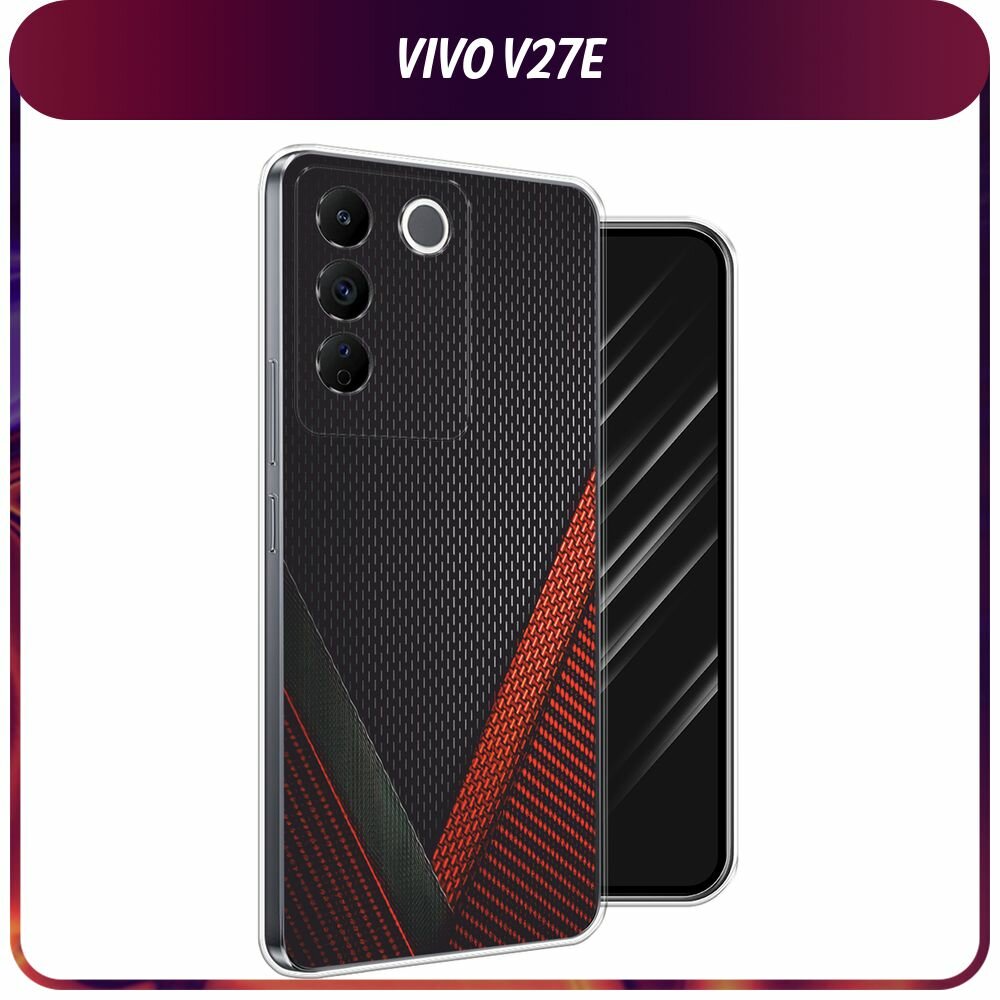 Силиконовый чехол на Vivo V27e / Виво V27e с принтом "Красный карбон"
