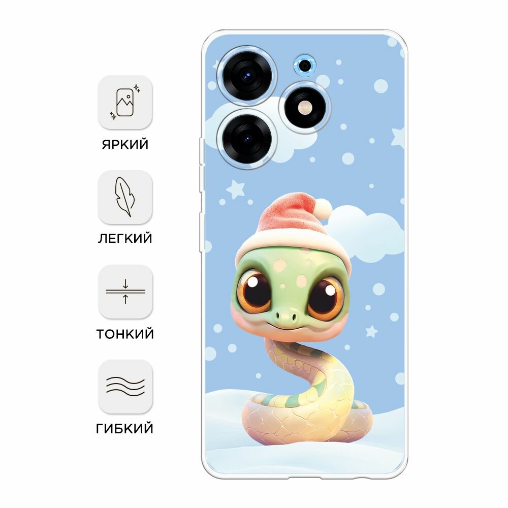 Чехол на Tecno Spark 10 Pro / Текно Спарк 10 Про с принтом Зимняя змейка 1 — фото 1