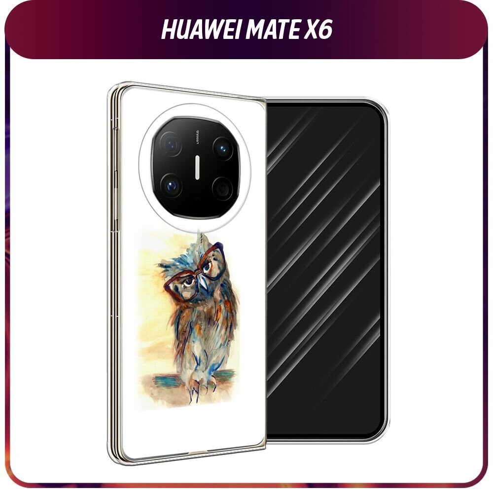 Чехол на Huawei Mate X6 / Хуавей Мате X6 с принтом сова эскиз