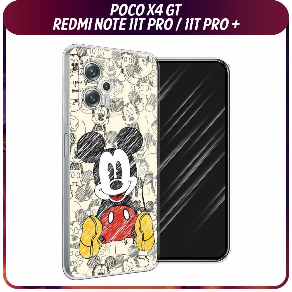 Чехол на Xiaomi Redmi Note 11T Pro Plus / Сяоми Редми Ноте 11Т Про Плюс с принтом "Микки Маус"