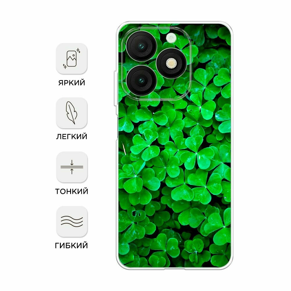 Силиконовый чехол на Itel A50 / Ител А50 с принтом клевер — фото 1