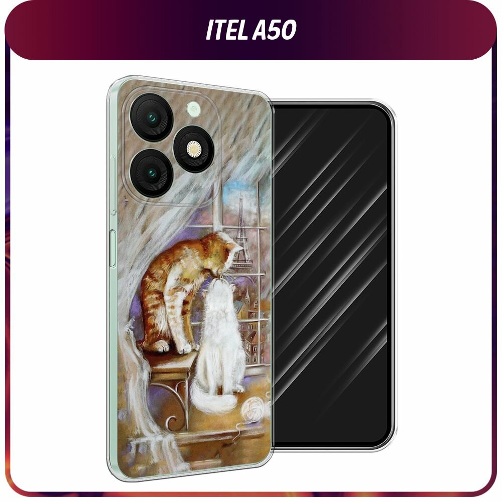 Чехол на Itel A50 / Ител А50 с принтом "Влюбленные котики 1"