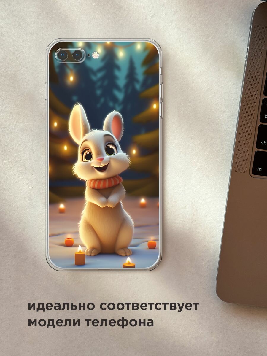Чехол на Apple iPhone 7 Plus / Айфон 7 Плюс с принтом "Кролик среди свечей" — фото 1