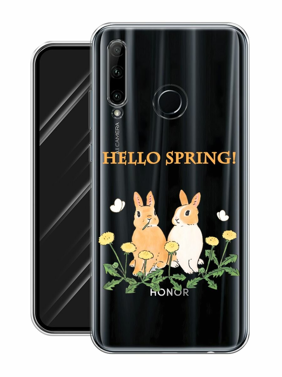 Чехол на Honor 10i/20 Lite 2019/20e/Huawei P Smart Plus 2019 / Хонор 10i с принтом "Весенние кролики", прозрачный — фото 1