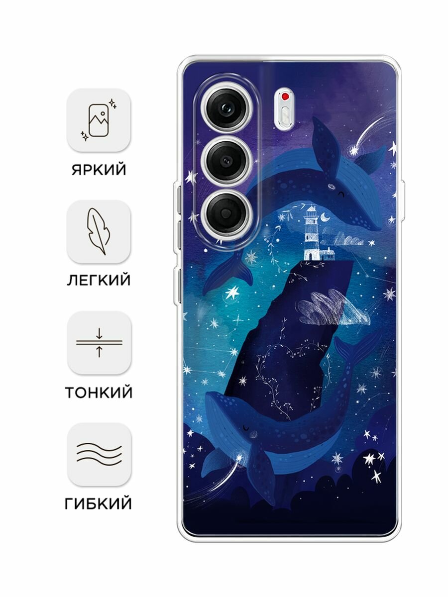 Чехол на Tecno Camon 40 Pro / Текно Камон 40 Про с принтом "Ночные киты" — фото 1