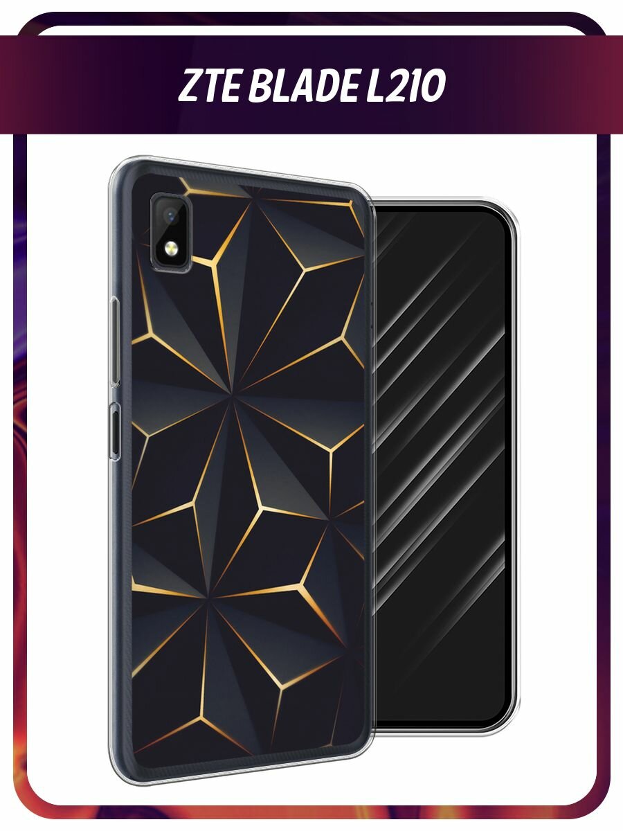 Чехол на ZTE Blade L210 / ЗТЕ Блейд L210 с принтом "Черные полигоны"