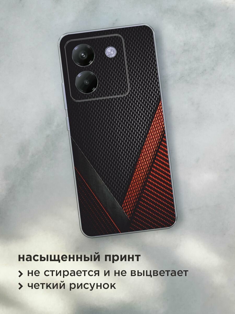 Чехол на Poco M7 Pro / Поко М7 Про с принтом "Красный карбон" — фото 1