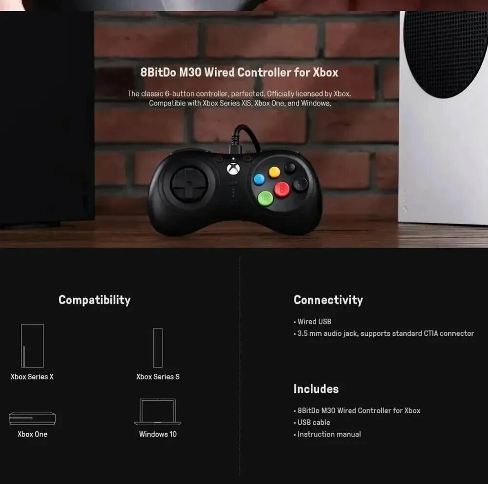 8BitDo M30 Wired Игровой Контроллер Xbox PC Gamepad — фото 1