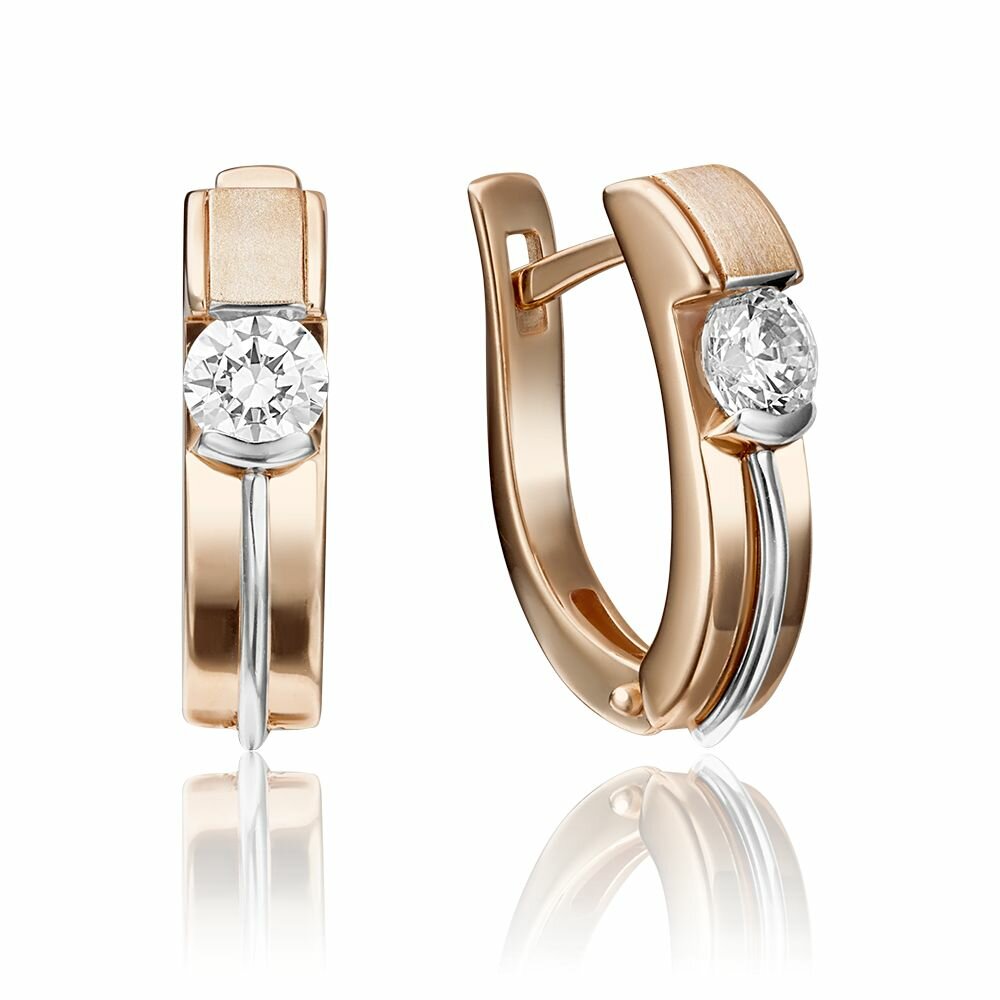 Серьги, красное золото, 585 проба, фианит