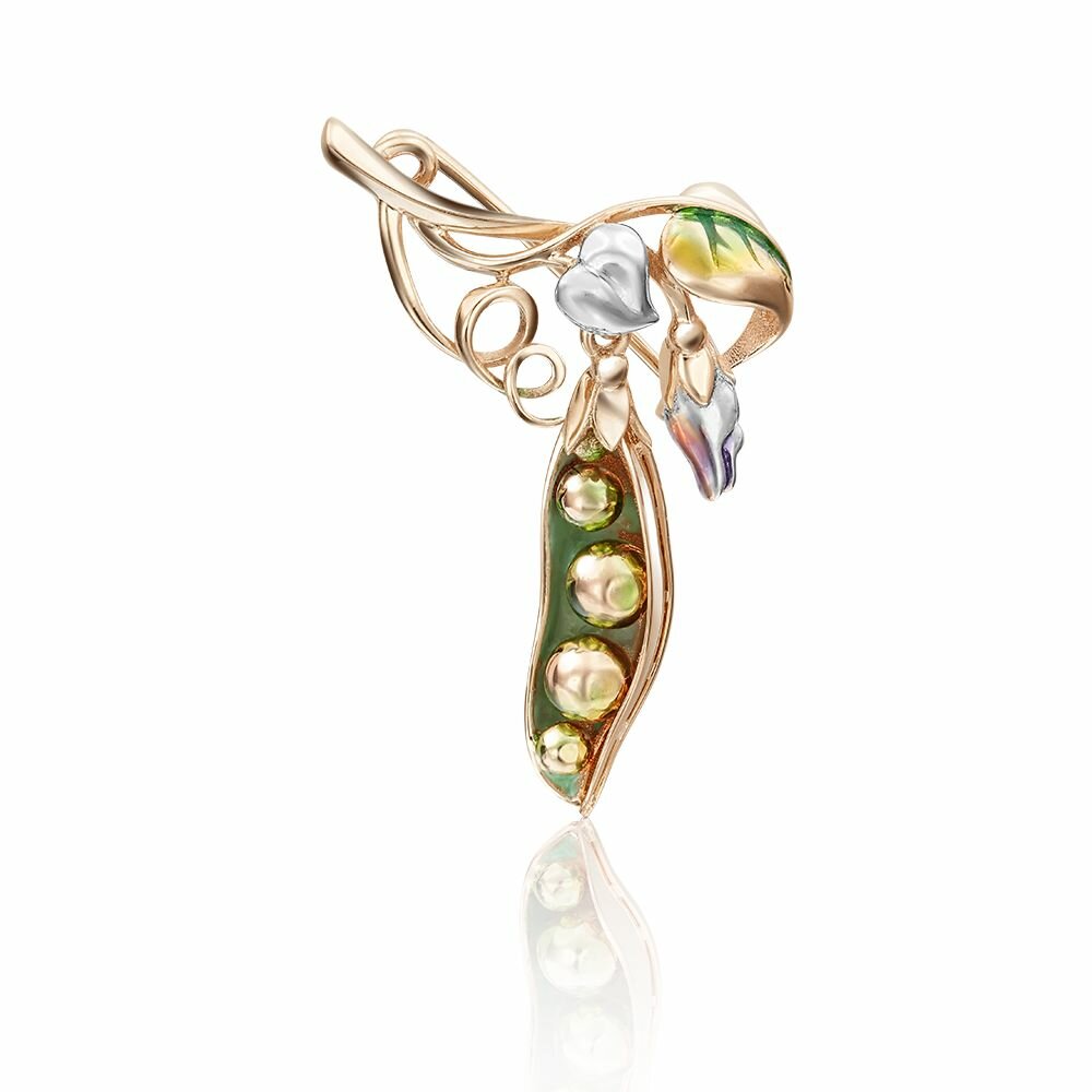 Брошь, красное золото, 585 проба, эмаль