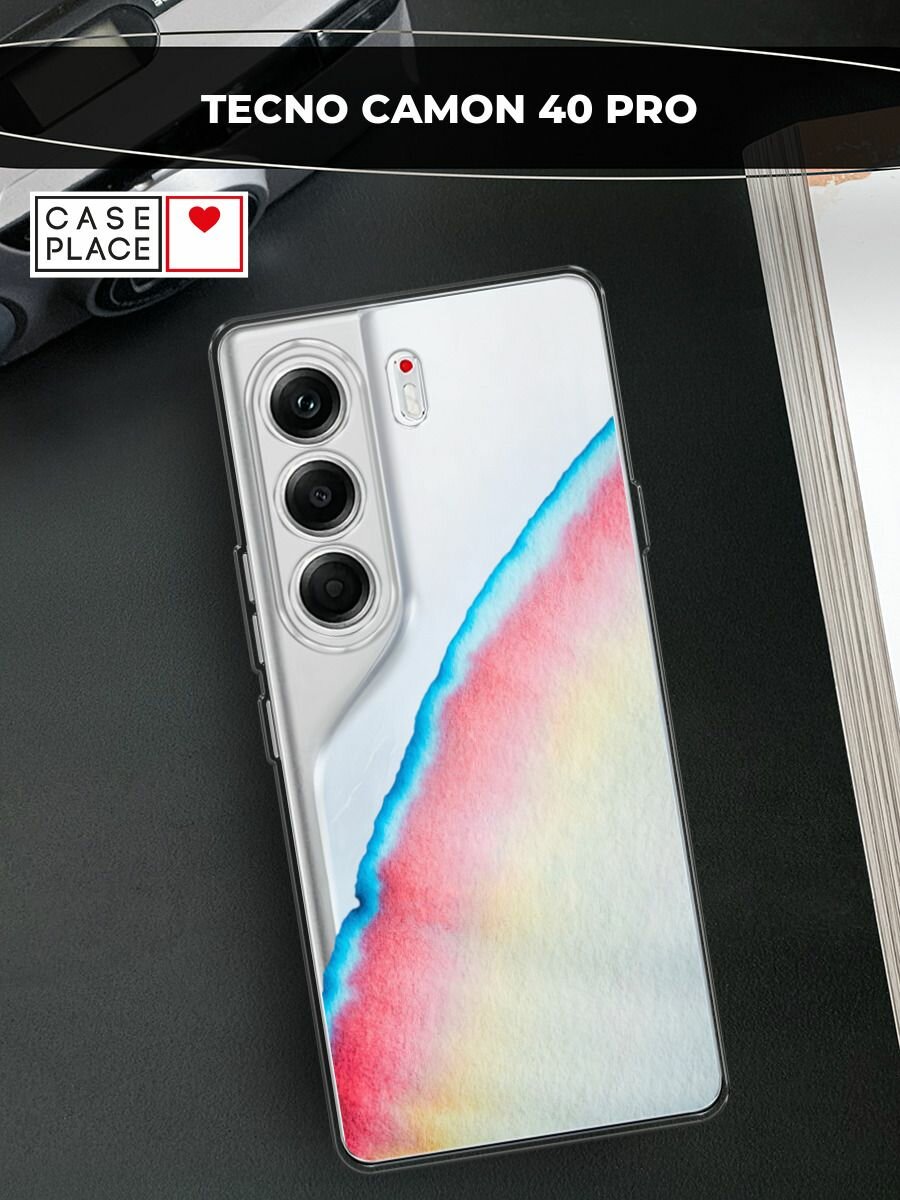 Чехол на Tecno Camon 40 Pro / Текно Камон 40 Про с принтом Слияние красок, прозрачный