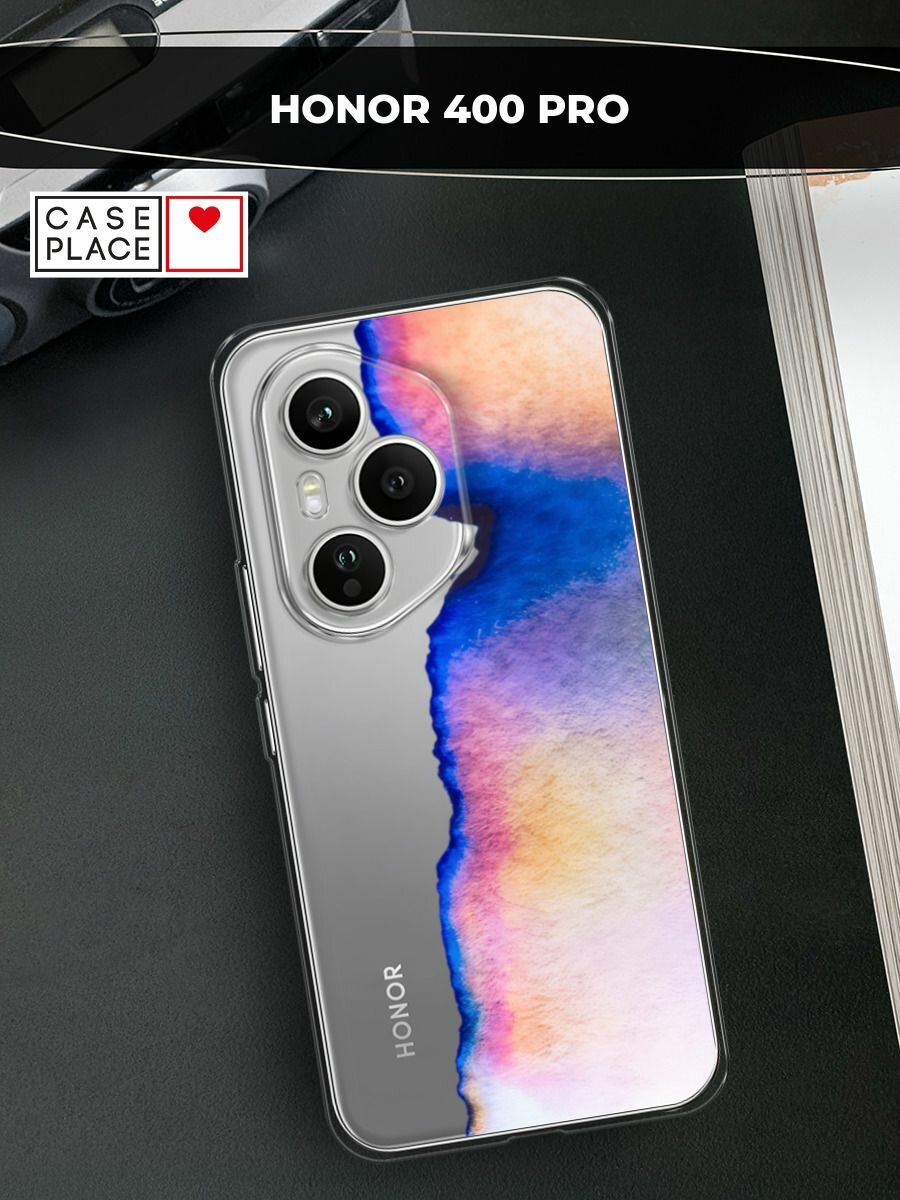 Чехол на Honor 400 Pro / Хонор 400 Про с принтом Синяя акварель, прозрачный